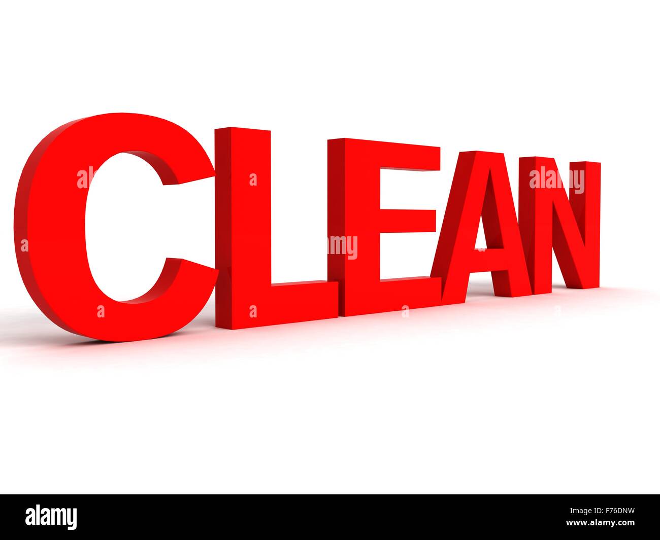 three dimensional side view of clean word Stock Photo - Alamy