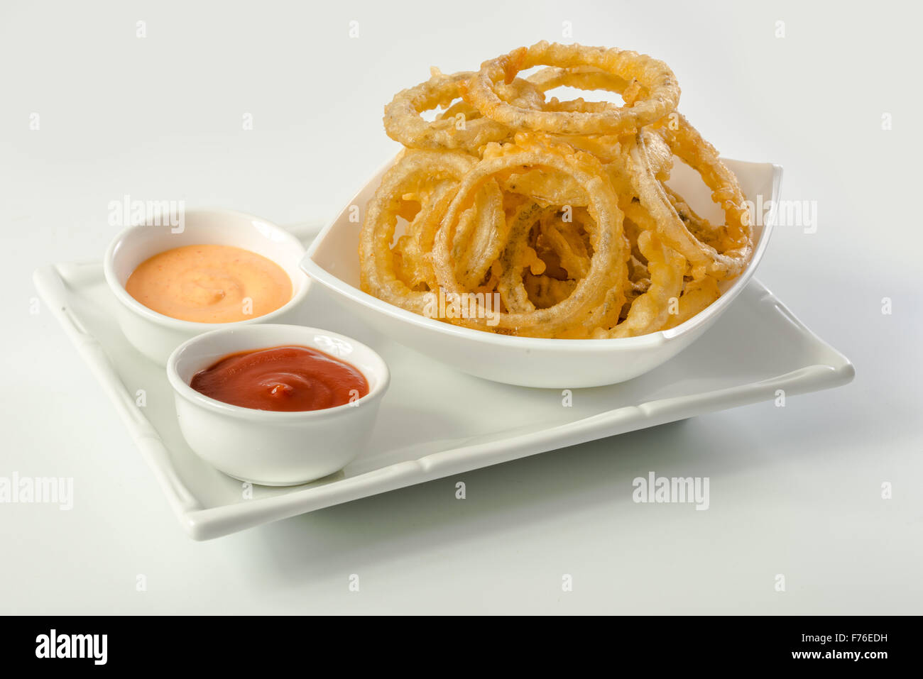 Onion rings and dip sauces Stock Photo - Alamy