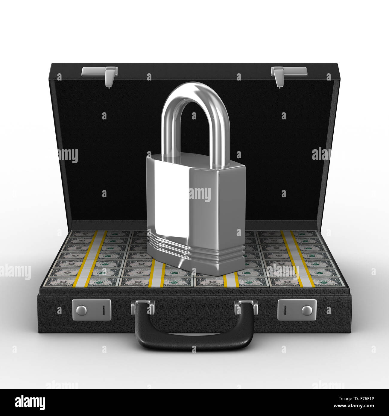 Case with money on white background. isolated 3D image Stock Photo - Alamy