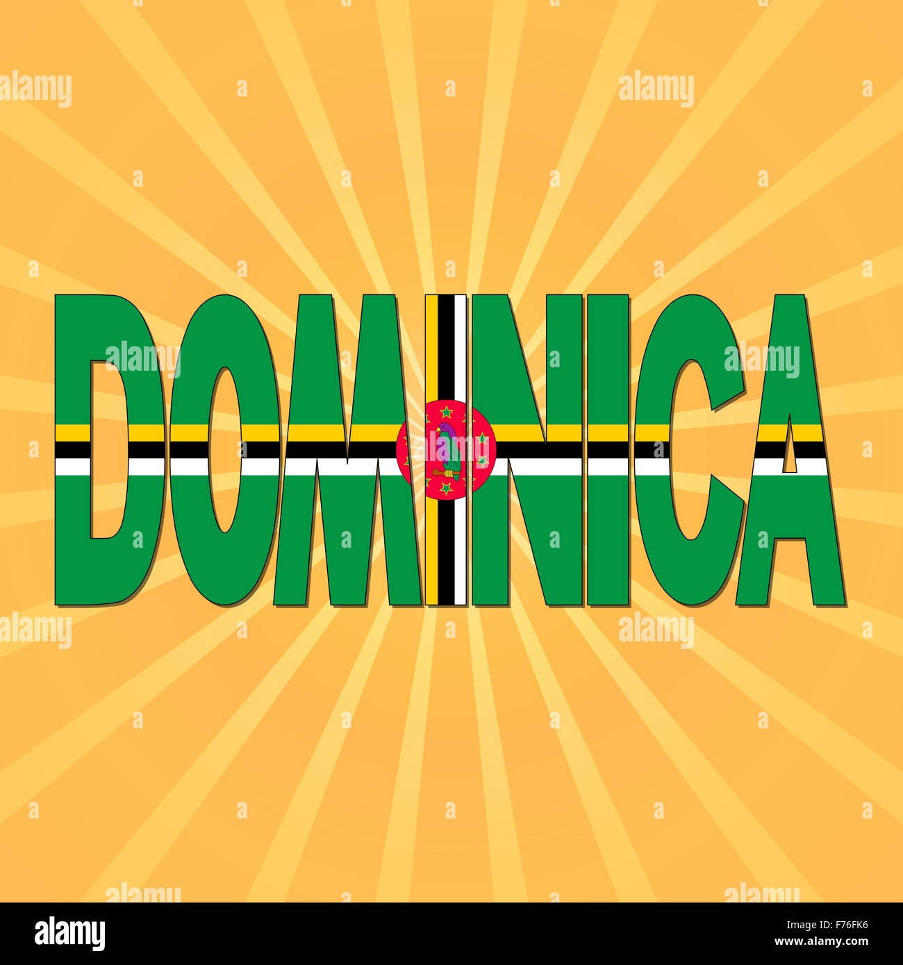 Dominica flag text with sunburst illustration Stock Photo - Alamy