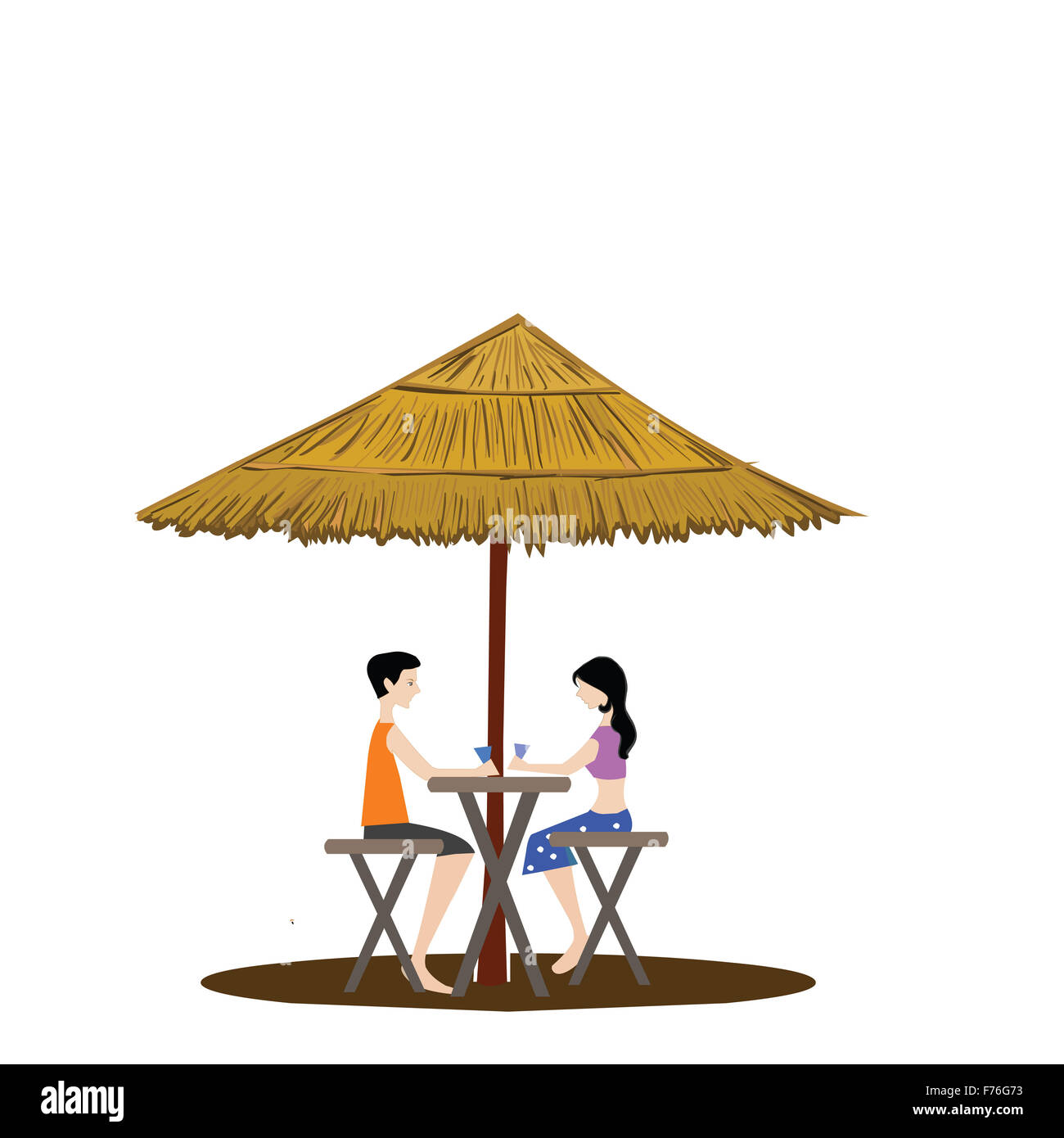 couple under a shed drinking, white background Stock Photo - Alamy