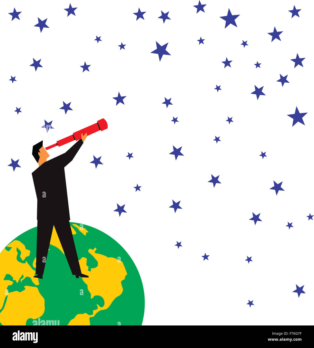 human watching stars through telescope Stock Photo - Alamy