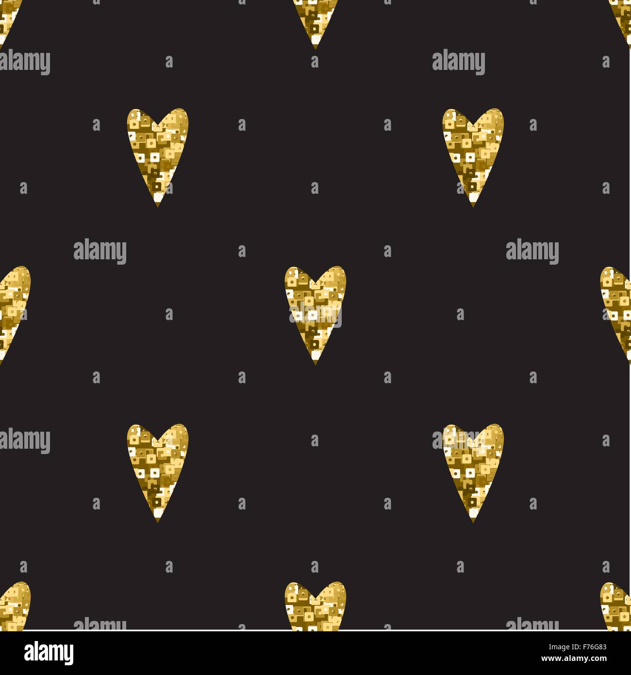 Seamless vector gold pattern with hearts. Vector illustration Stock ...