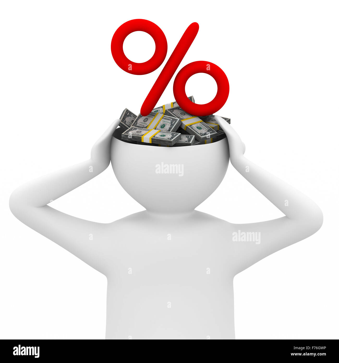 businessman thinks of money. Isolated 3D image Stock Photo - Alamy