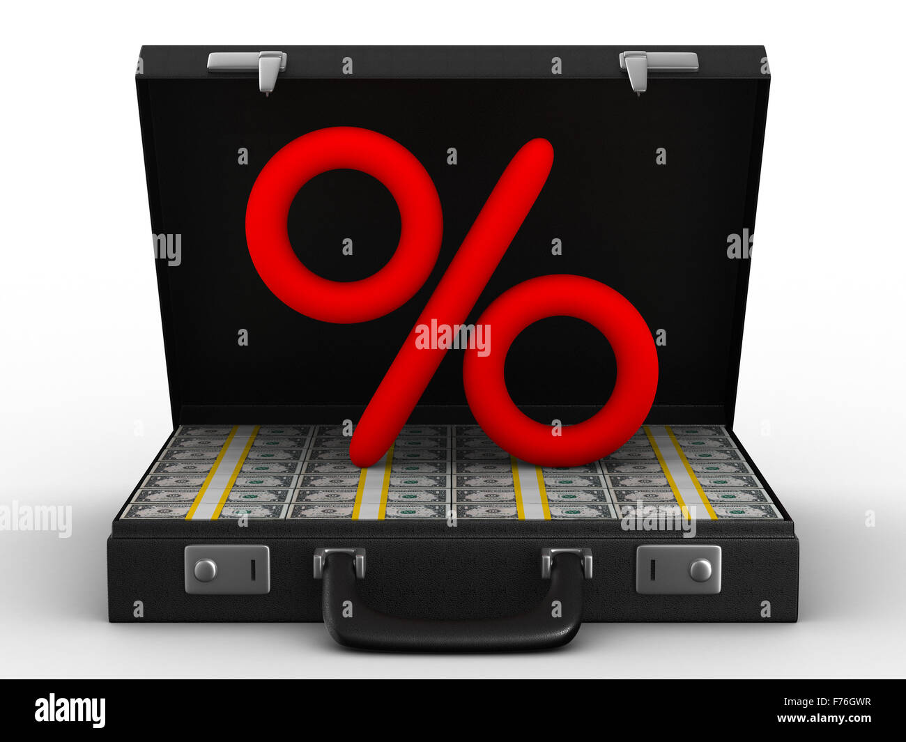 Case with money on white background. isolated 3D image Stock Photo - Alamy