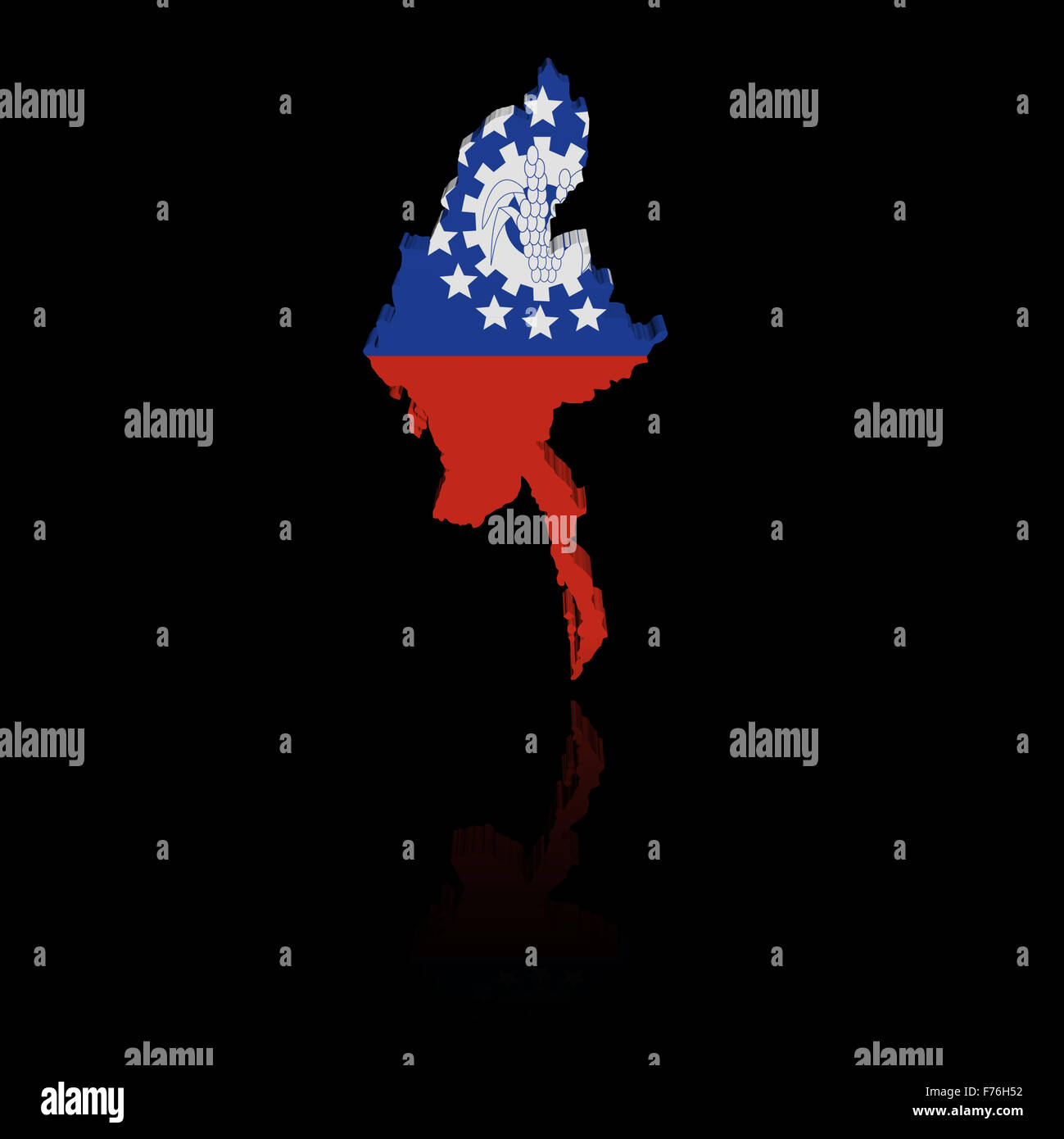 Myanmar map flag with reflection illustration Stock Photo - Alamy