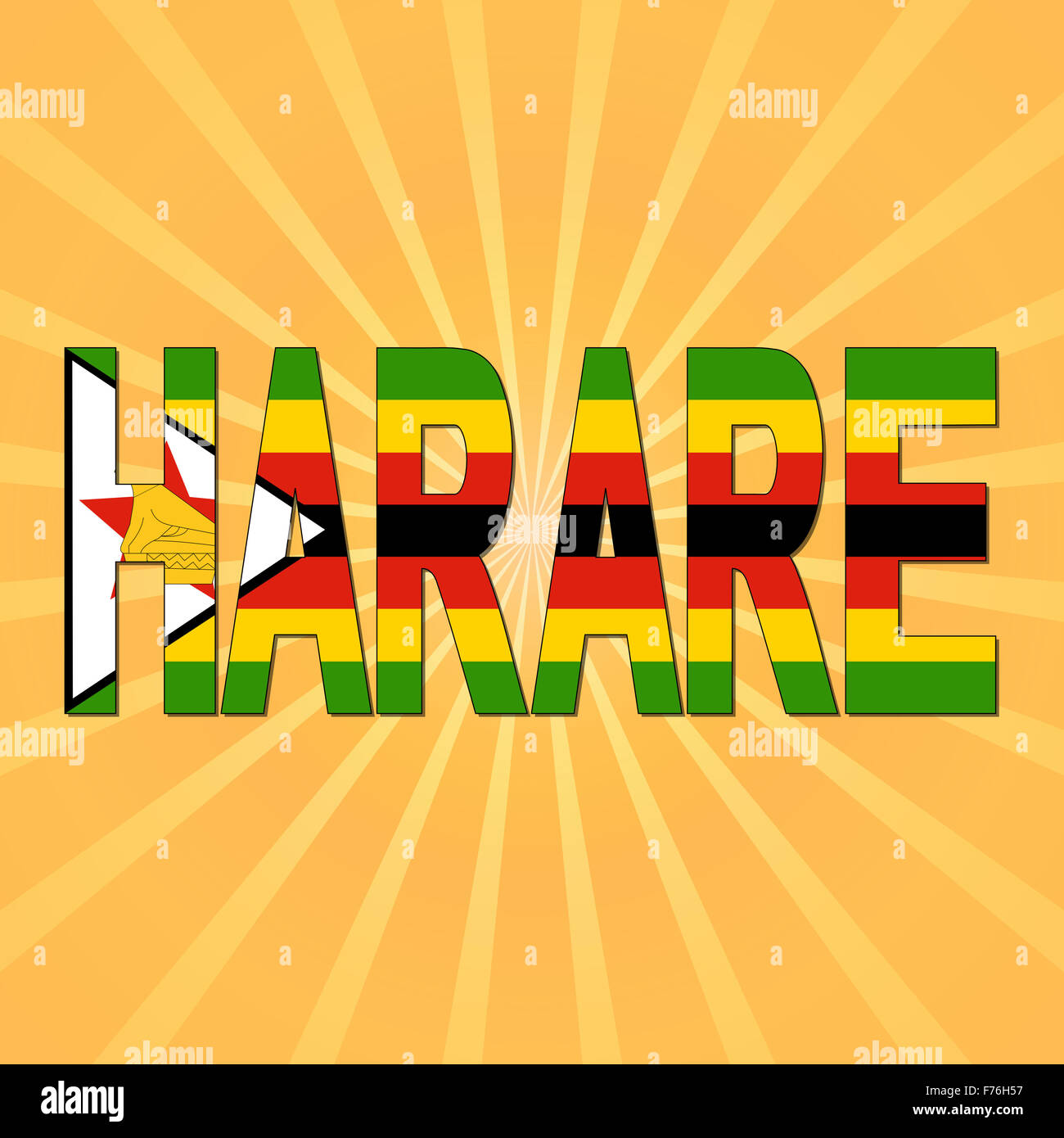 Harare flag text with sunburst illustration Stock Photo - Alamy