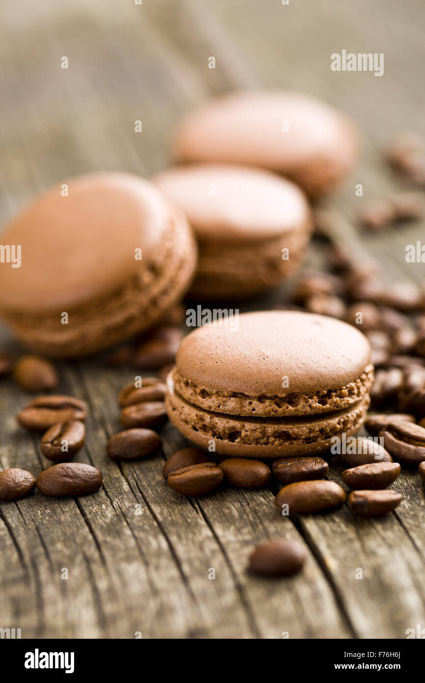 macarons with coffee flavor and coffee beans Stock Photo - Alamy