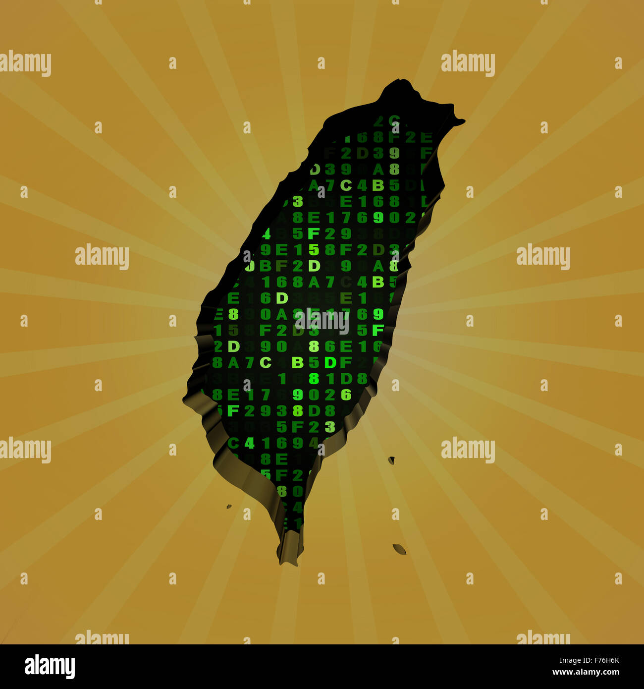 Taiwan sunburst map with hex code illustration Stock Photo - Alamy