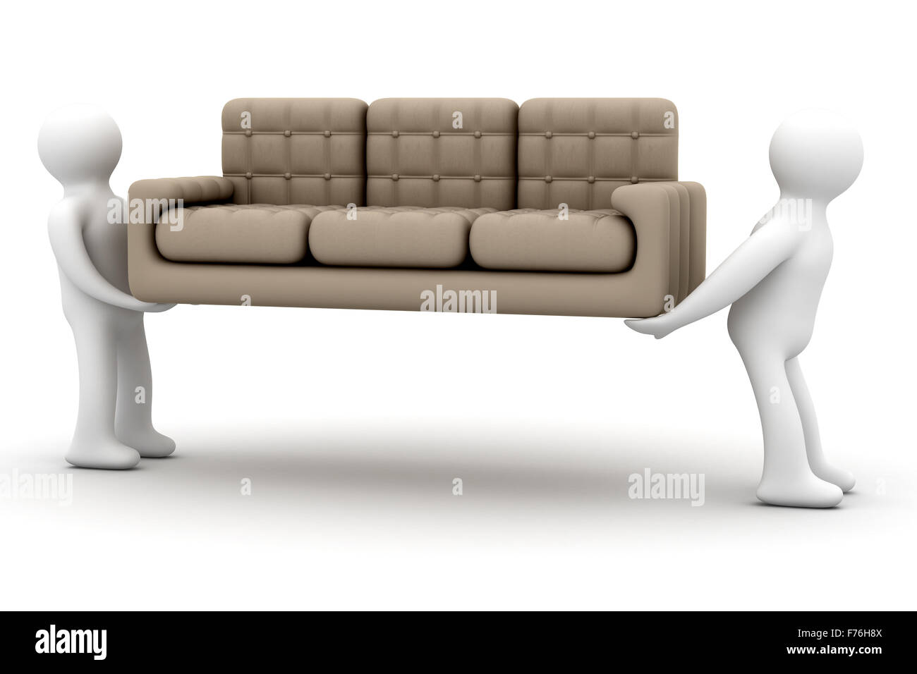 Loaders transfer a sofa. Isolated 3D image Stock Photo - Alamy