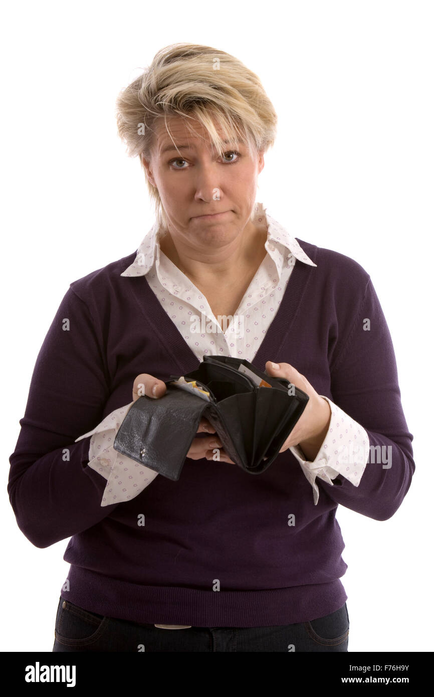 Woman empty wallet mature hi-res stock photography and images - Alamy