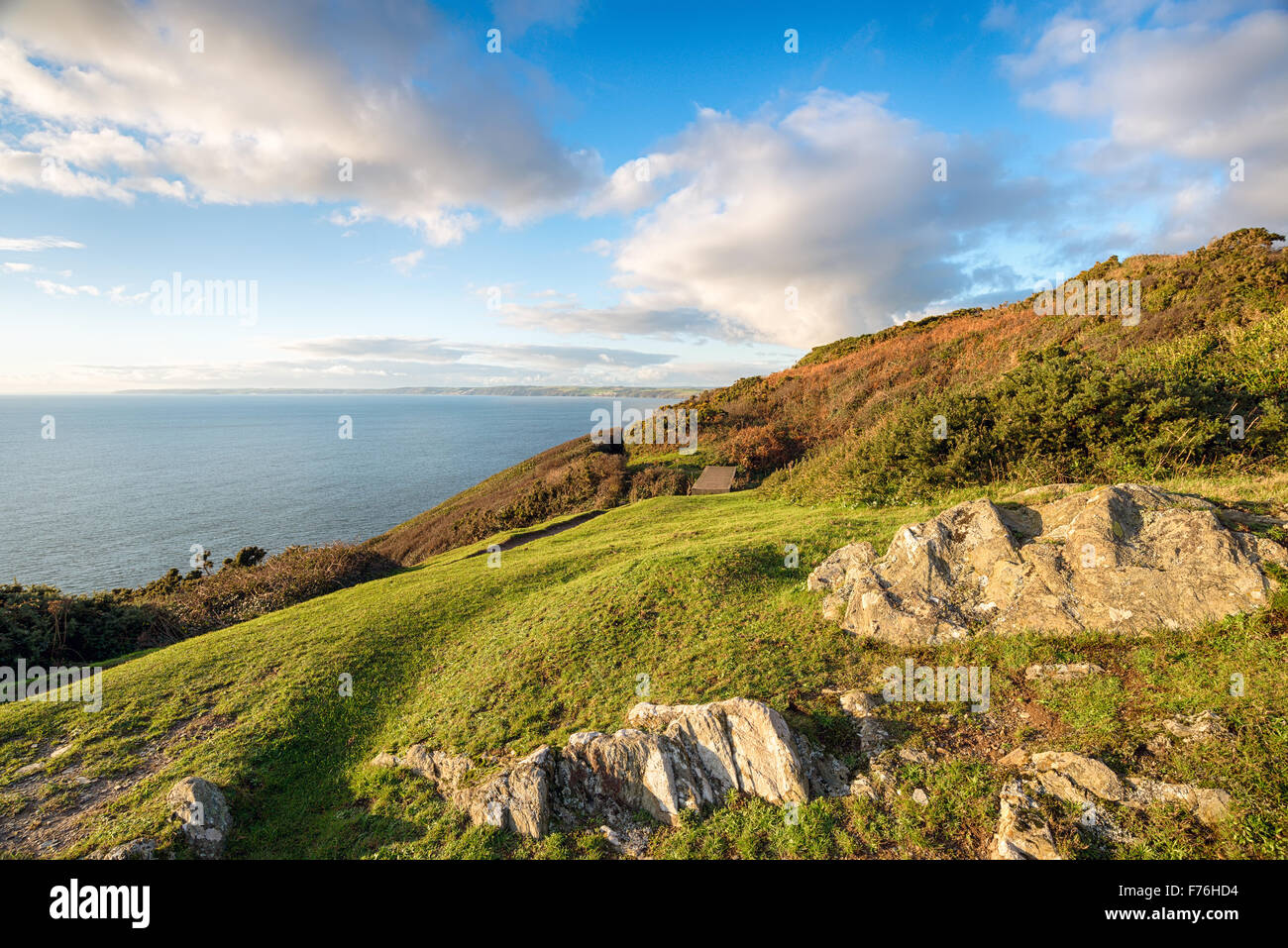 The South West Coast path as it approaches Rame Head on the south coast ...