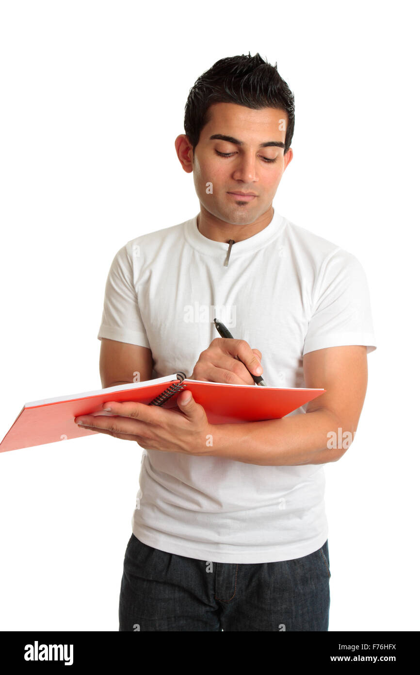 College male student writing hi-res stock photography and images - Alamy