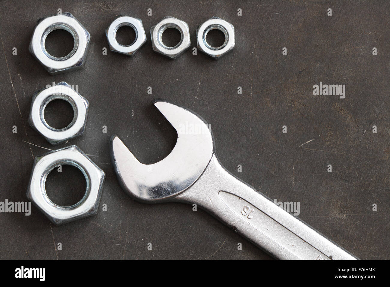 Nut Wrench And Screw Nuts Stock Photo - Alamy