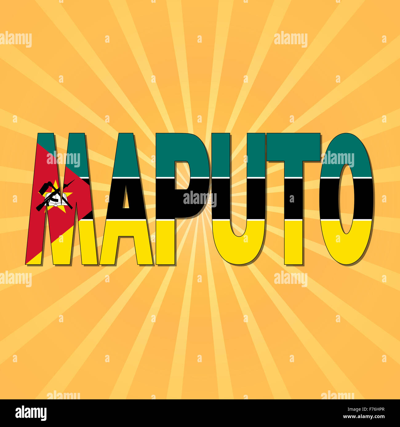 Maputo flag text with sunburst illustration Stock Photo - Alamy