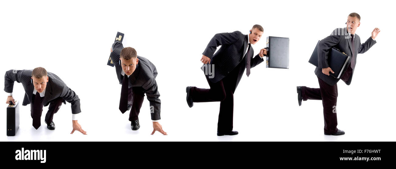running businessman with bag Stock Photo - Alamy