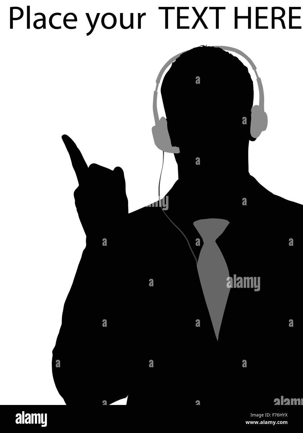 executive using headphone and pointing Stock Photo - Alamy