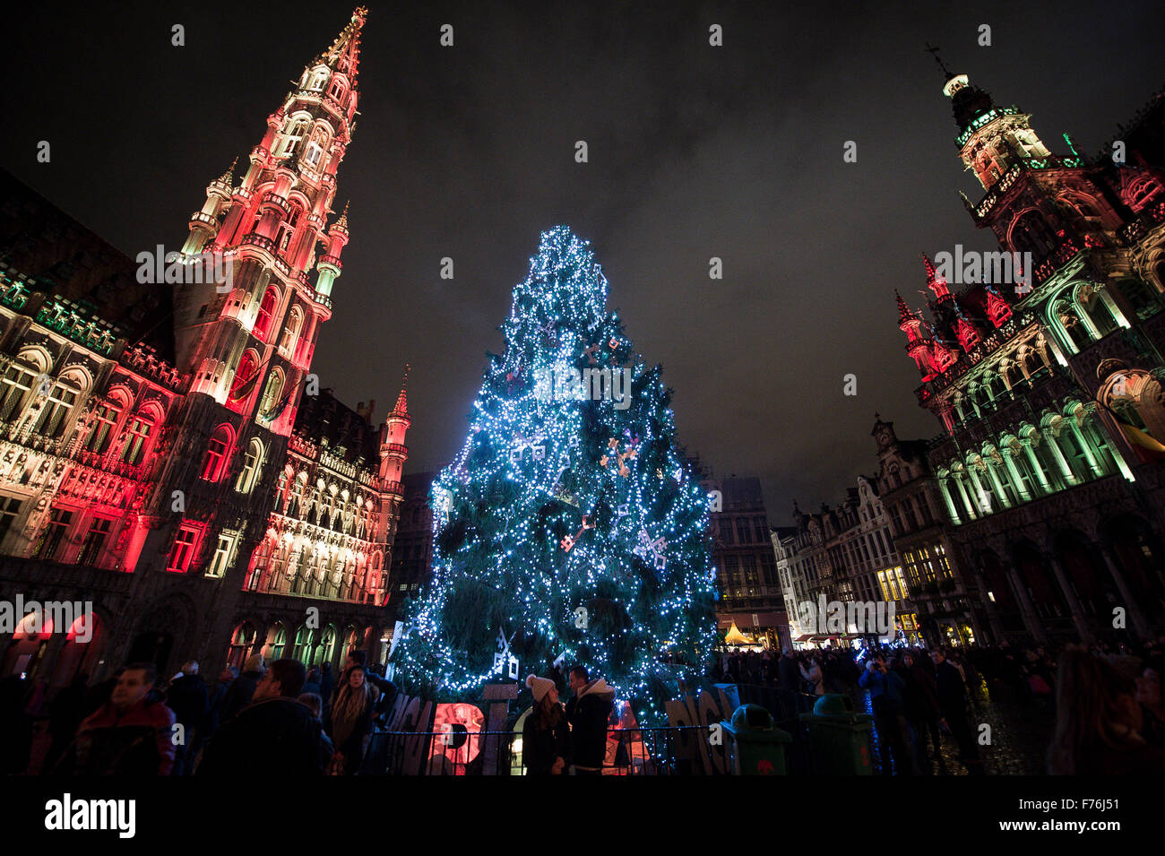 (File) Christmas lights show at the Grand Place in Brussels, Belgium on ...