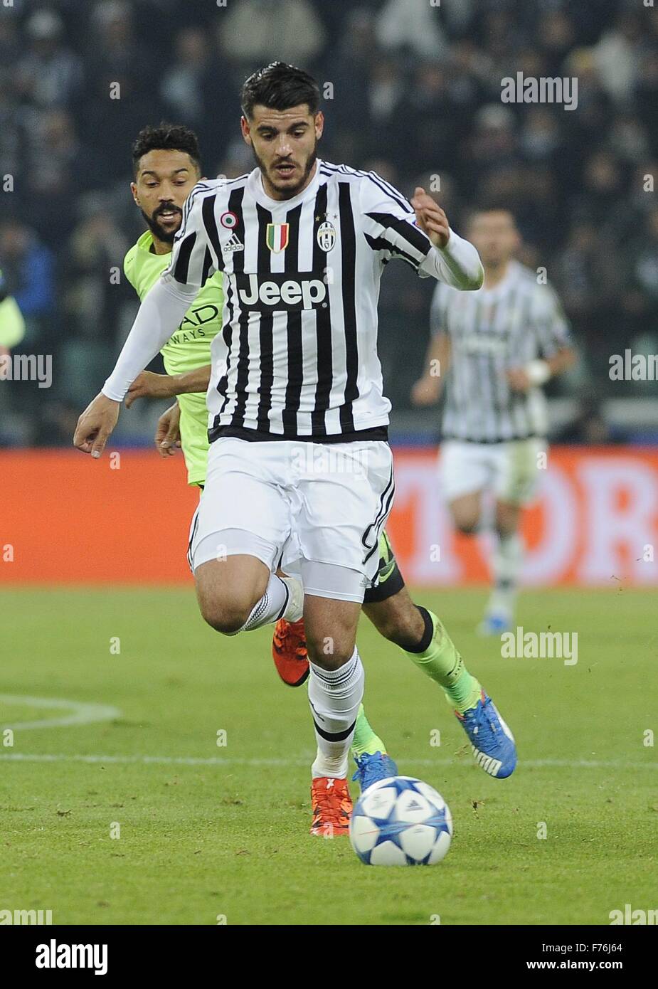 Turin, Italy. 25th Nov, 2015. Juventus' player Alvaro Morata in action ...