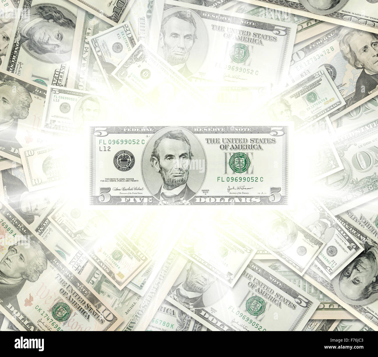 Dollar banknotes glowing concept Stock Photo - Alamy