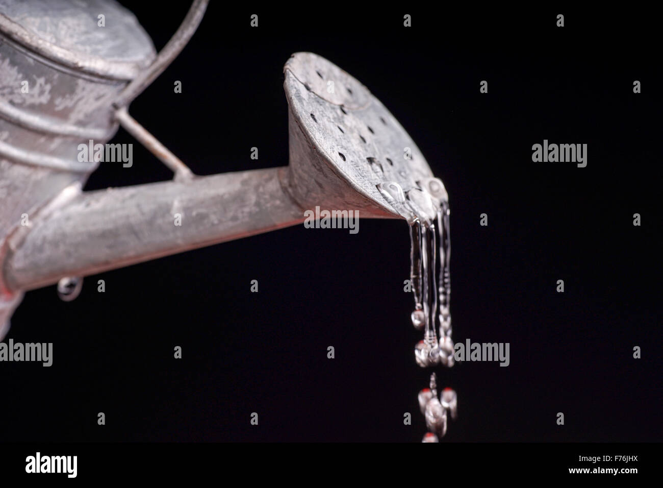 water dripping out of the metal watering can Stock Photo - Alamy