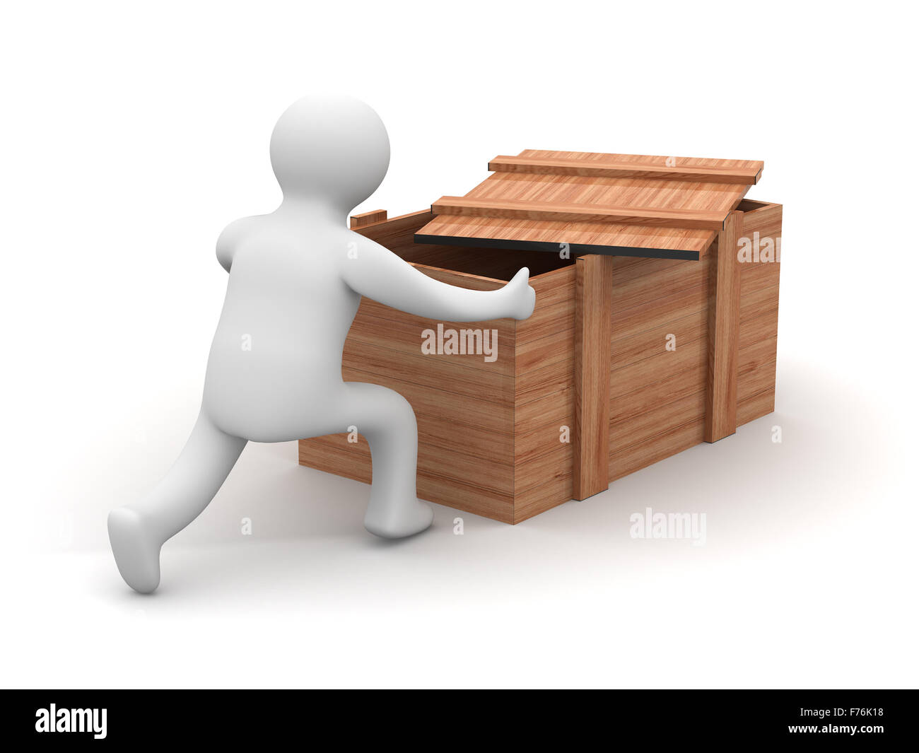 loader a pushing empty box. Isolated 3D image Stock Photo - Alamy