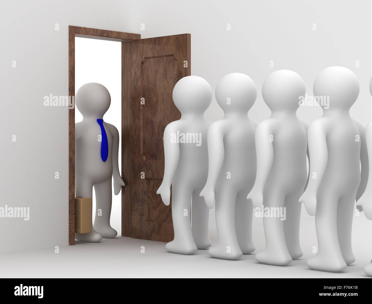 People standing one after another before the open door Stock Photo - Alamy
