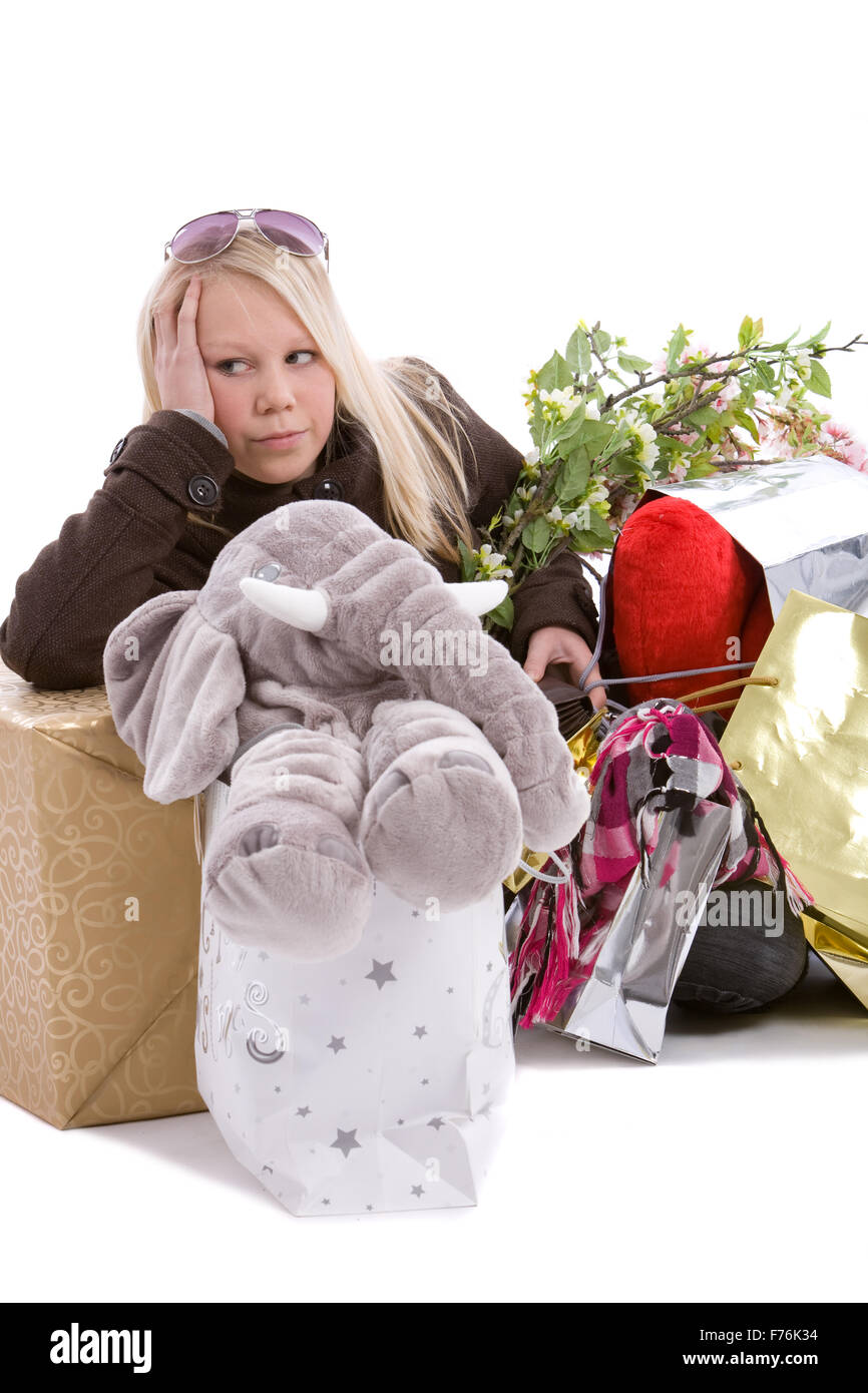 Exhausted after shopping Stock Photo - Alamy