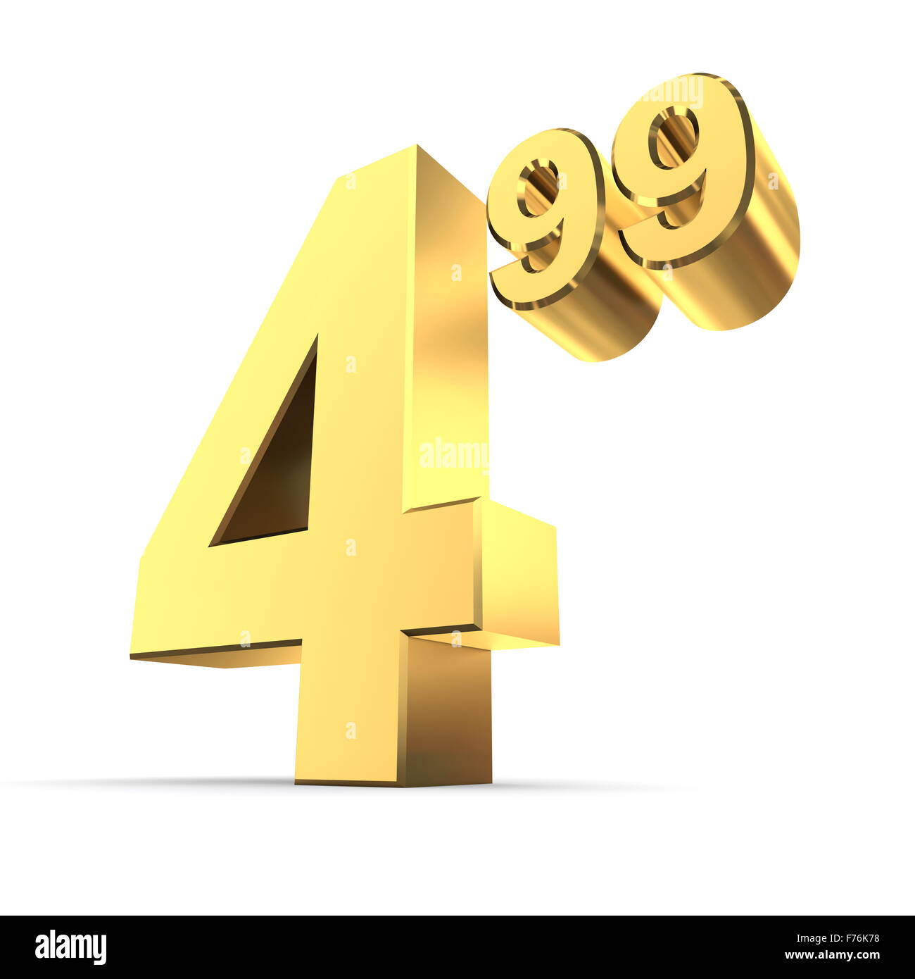 Solid Price Tag Number 4.99 - Shiny Gold Stock Photo - Alamy