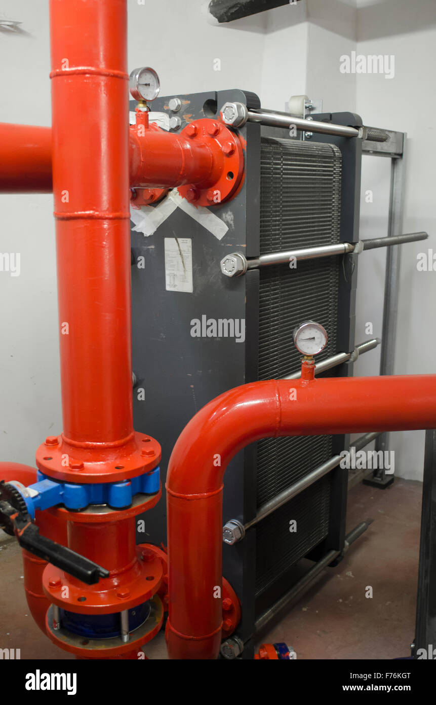 View of heat exchanger in industrial plant Stock Photo - Alamy