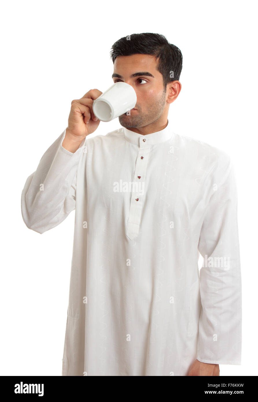 Arab man drinking coffee Stock Photo - Alamy