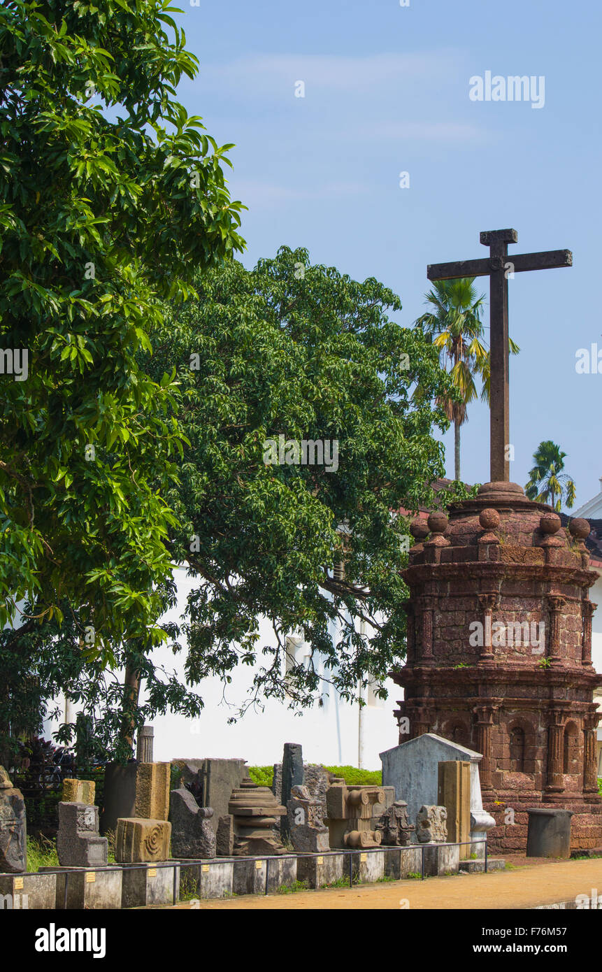 cross near Saint Ekaterina's cathedral Old Goa India Stock Photo - Alamy