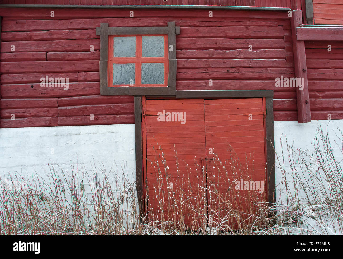 red barn in snow Finland Stock Photo - Alamy