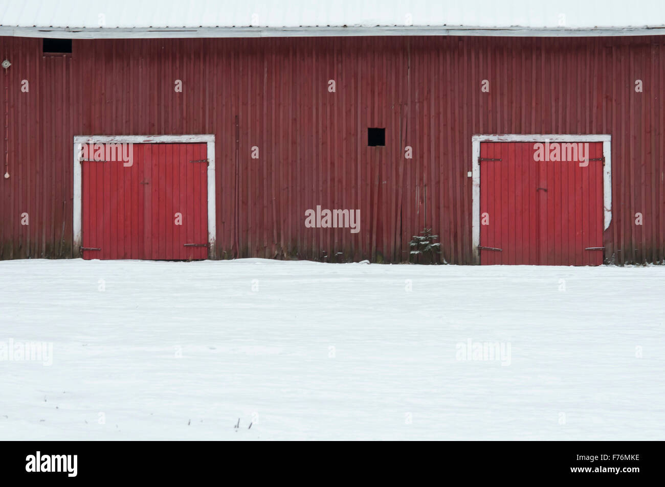 red barn in snow Finland Stock Photo - Alamy
