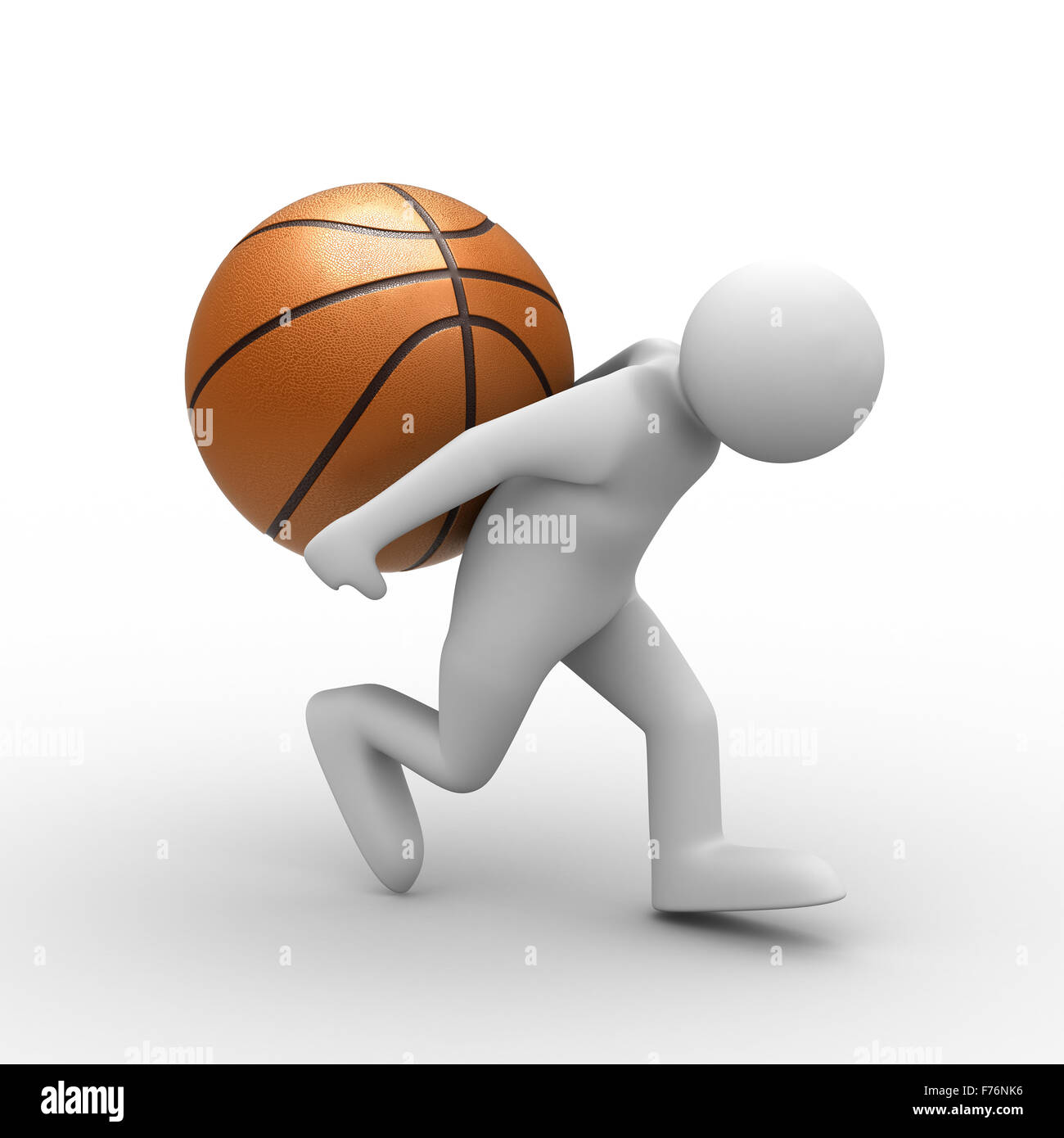 men carry ball on back. Isolated 3D image Stock Photo - Alamy