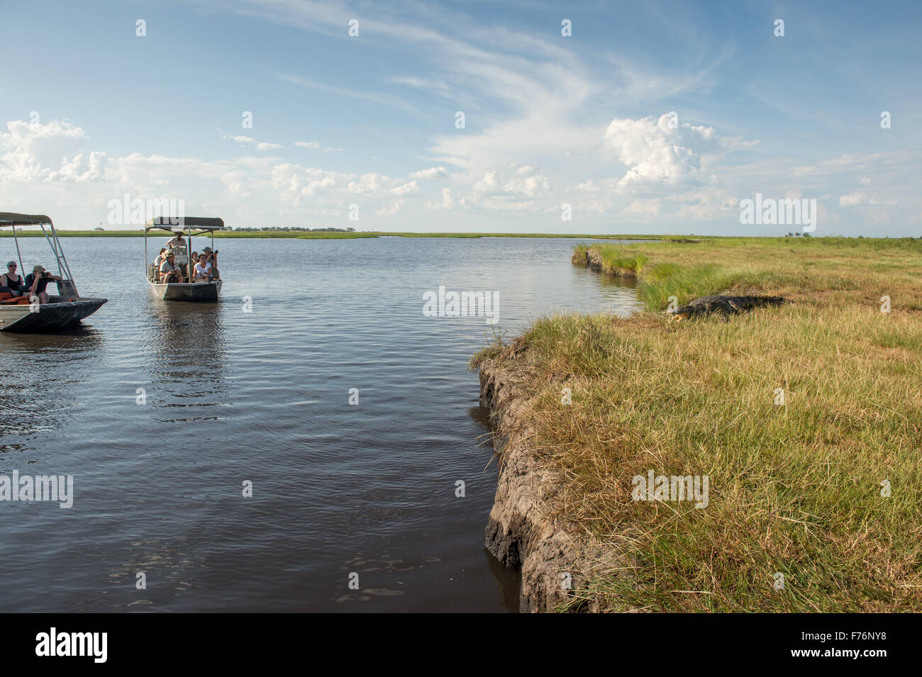 Kasane, Botswana - Chobe National Park Tourists cruising on the Chobe ...