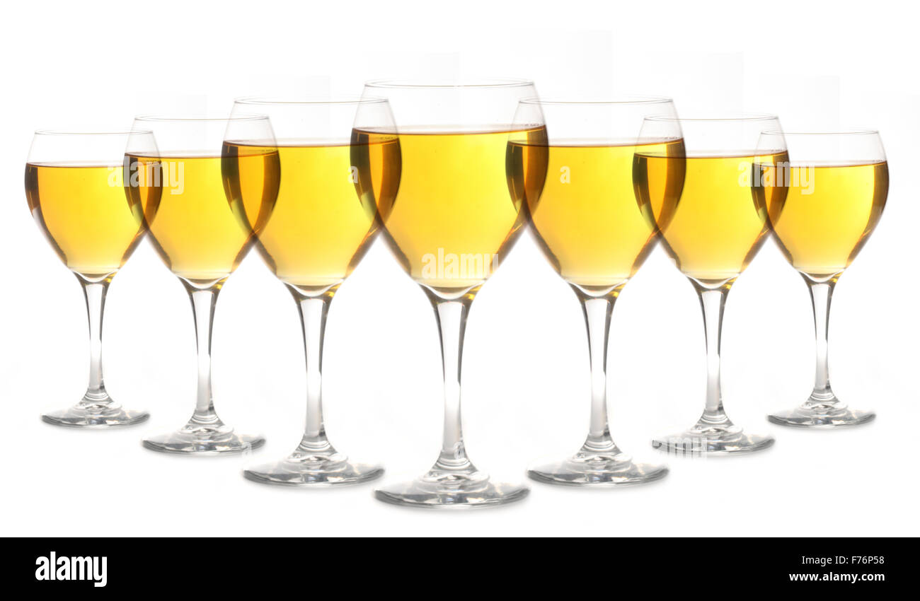 Glasses of Golden Alcohol Stock Photo - Alamy