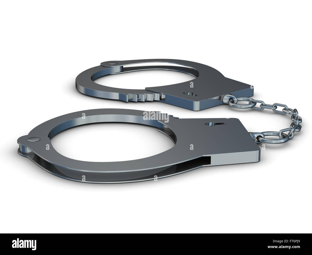 Handcuffs on a white background. Isolated 3D image Stock Photo - Alamy