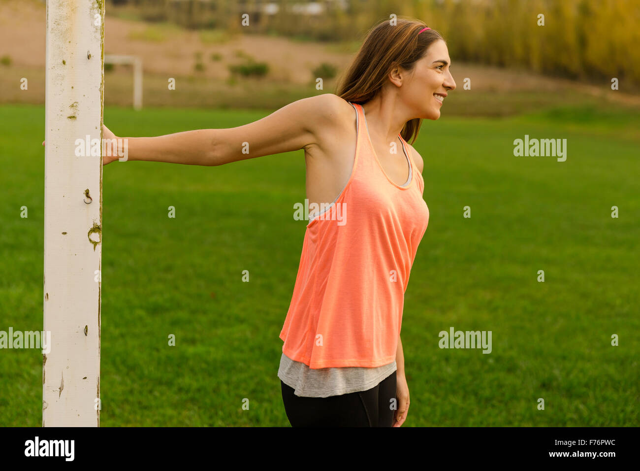 Beautiful woman stretching after finish the exercise Stock Photo - Alamy