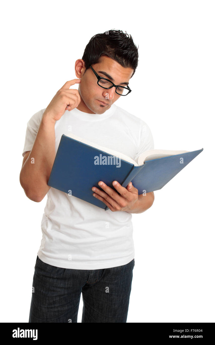 Student reading and thinking Stock Photo - Alamy