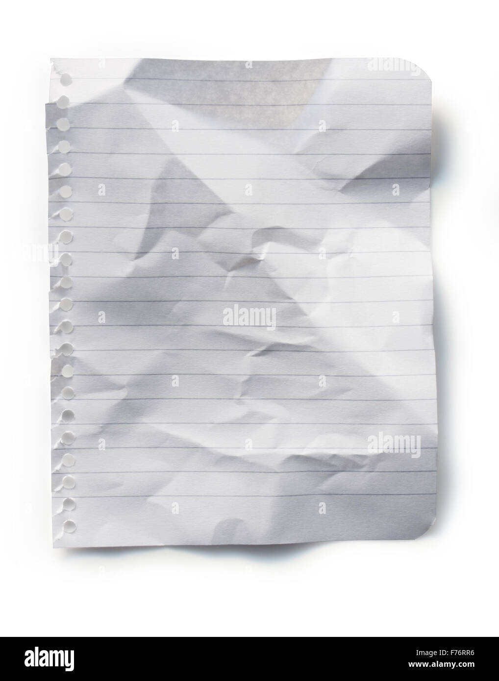 Crumpled Notebook Page Stock Photo - Alamy