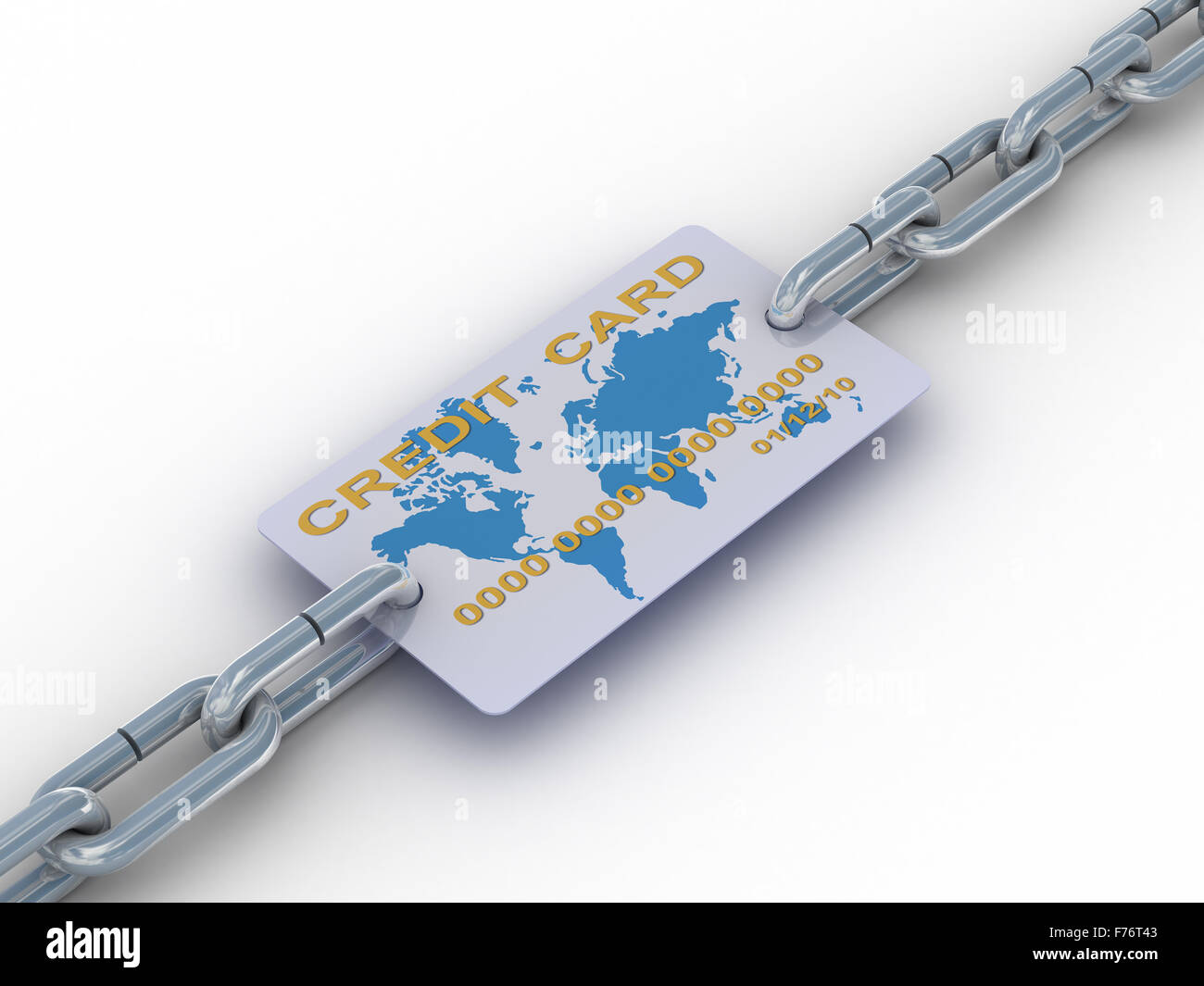 Credit card on a chain. 3D image Stock Photo - Alamy