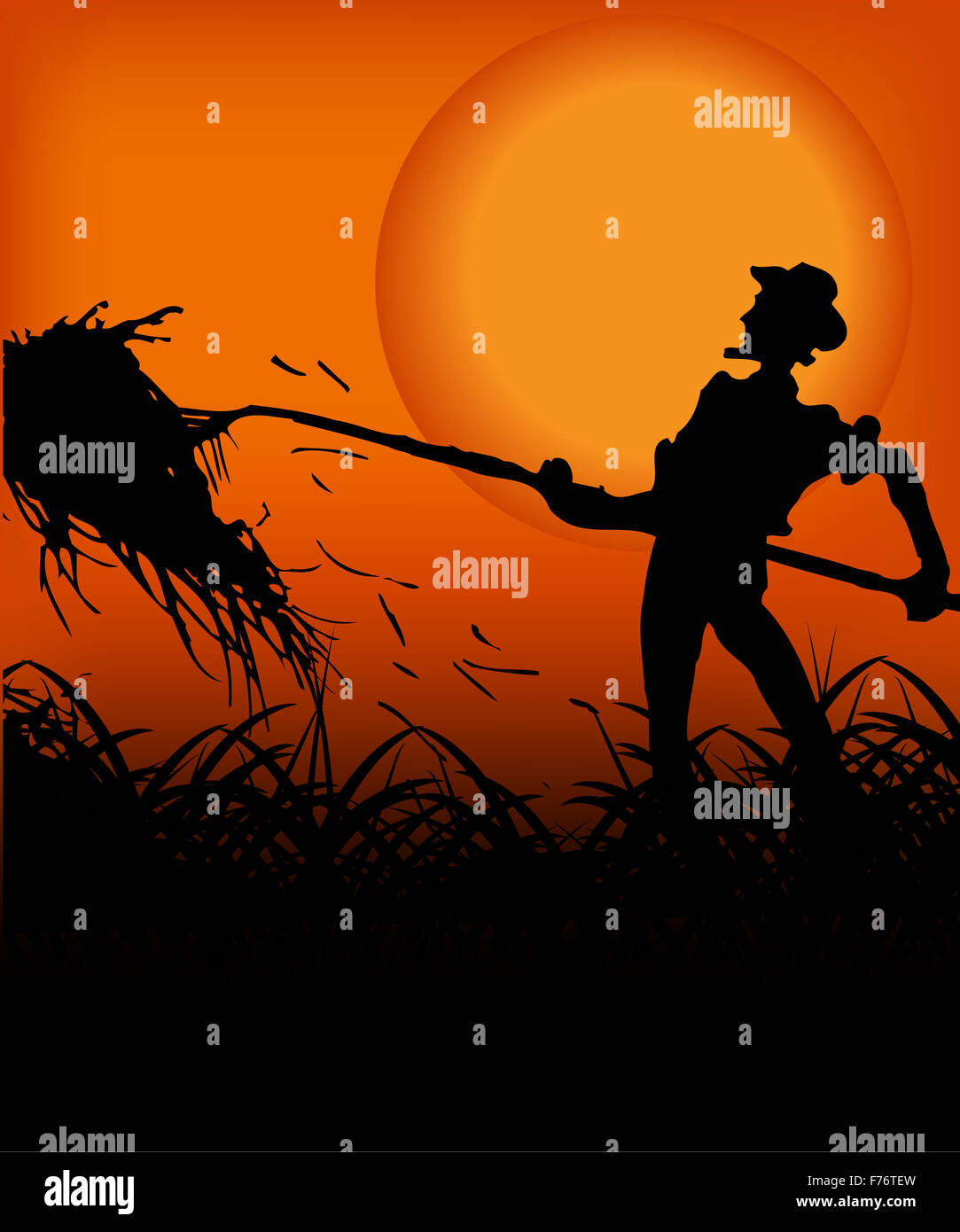 Farmer in the sunset Stock Photo - Alamy