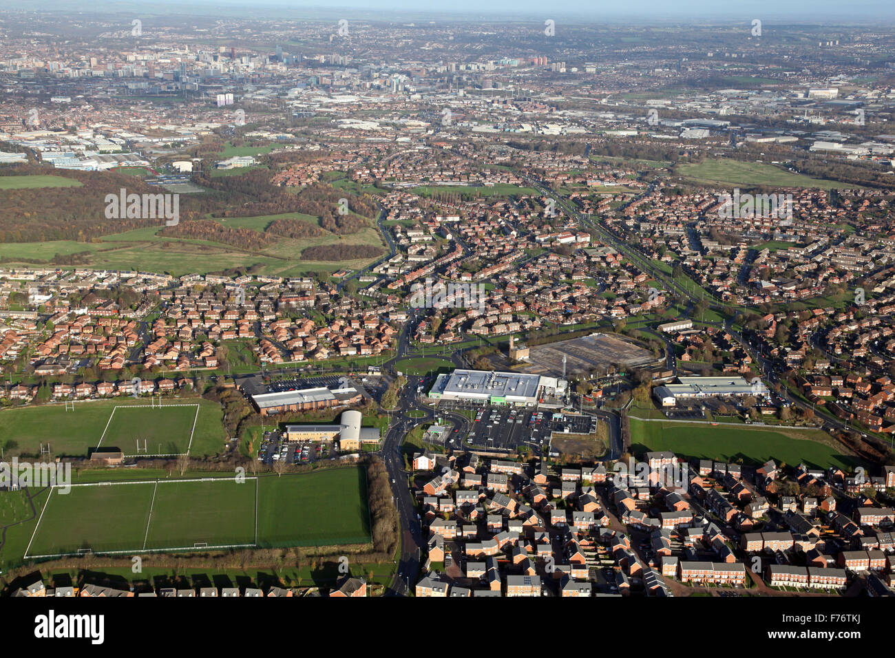 aerial view of Asda supermarket superstore at Middleton near Leeds, UK ...