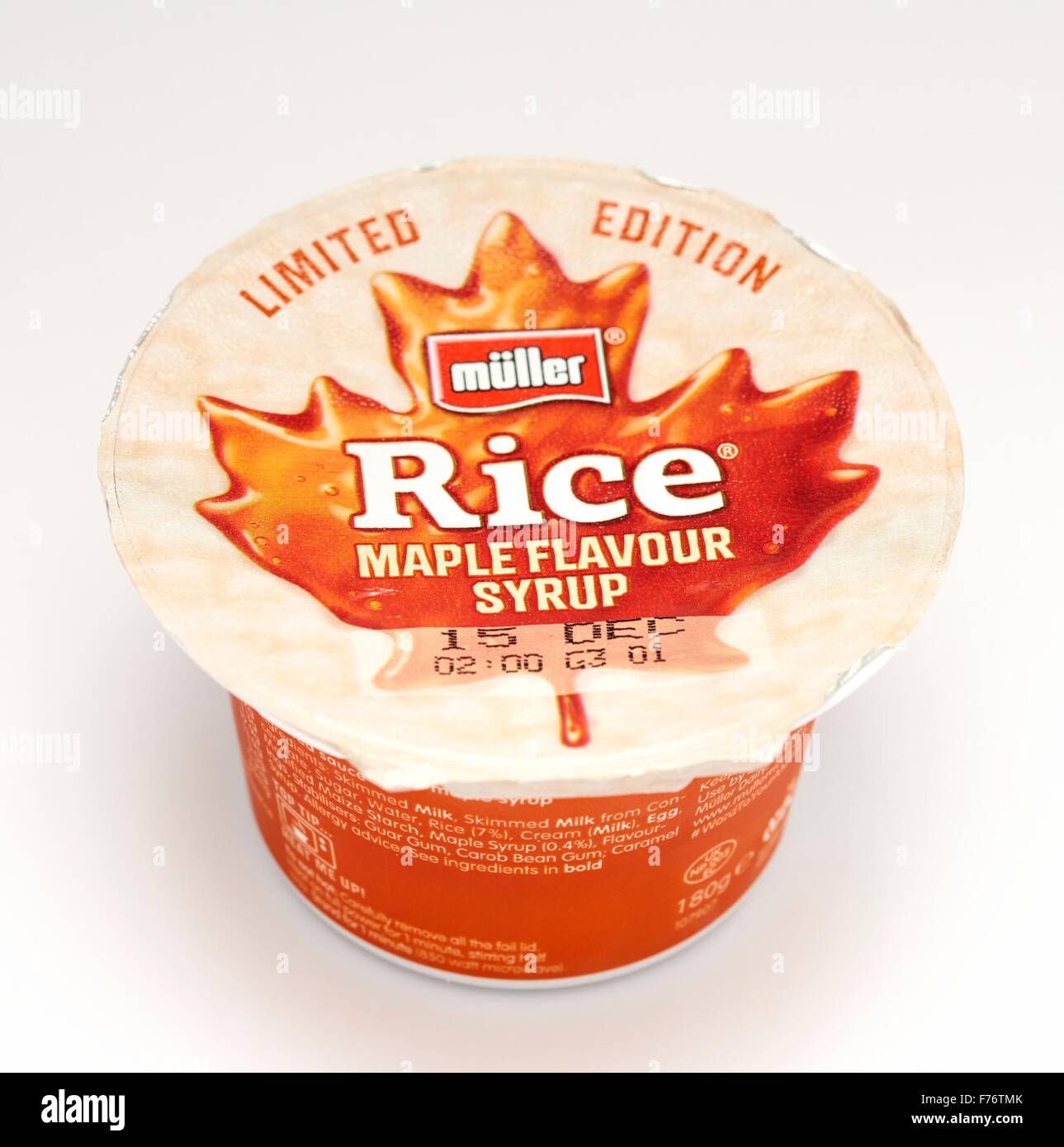 Limited edition Muller rice maple syrup flavour Stock Photo - Alamy