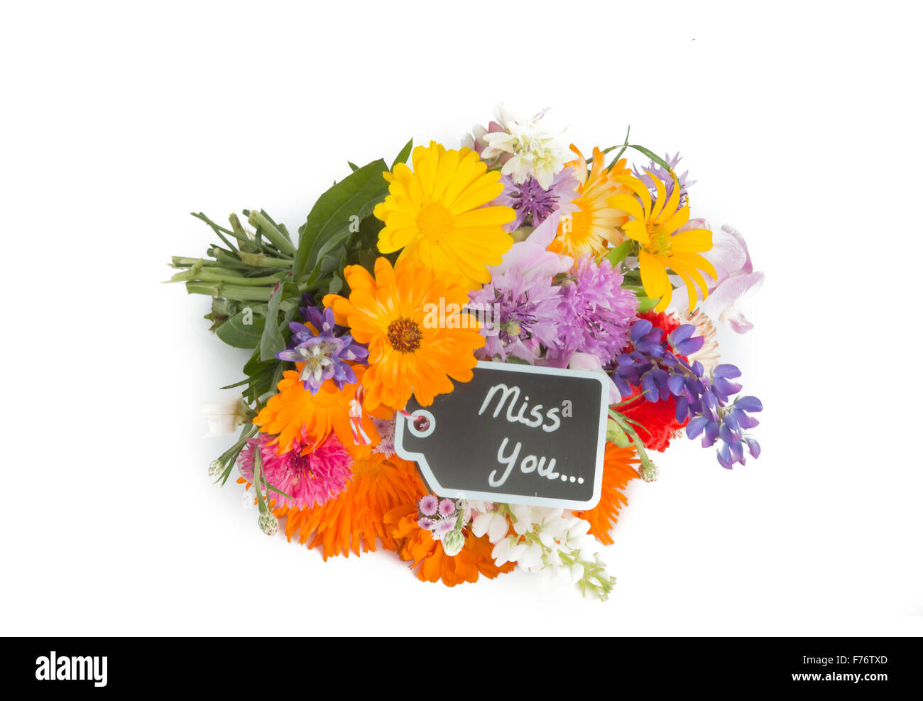 summer flower bouquet with tag islolated on white background Stock ...