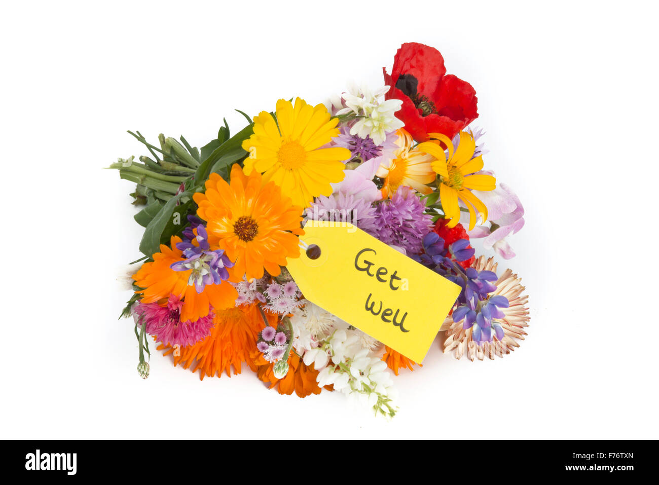 summer flower bouquet with tag islolated on white background Stock ...