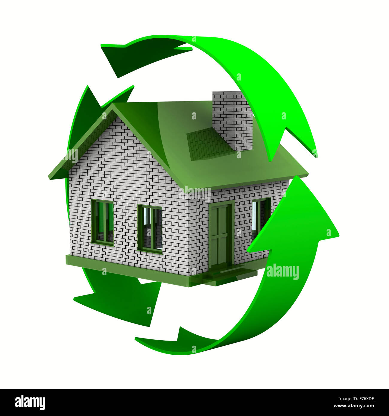 ecological house. Isolated 3D image on white Stock Photo - Alamy