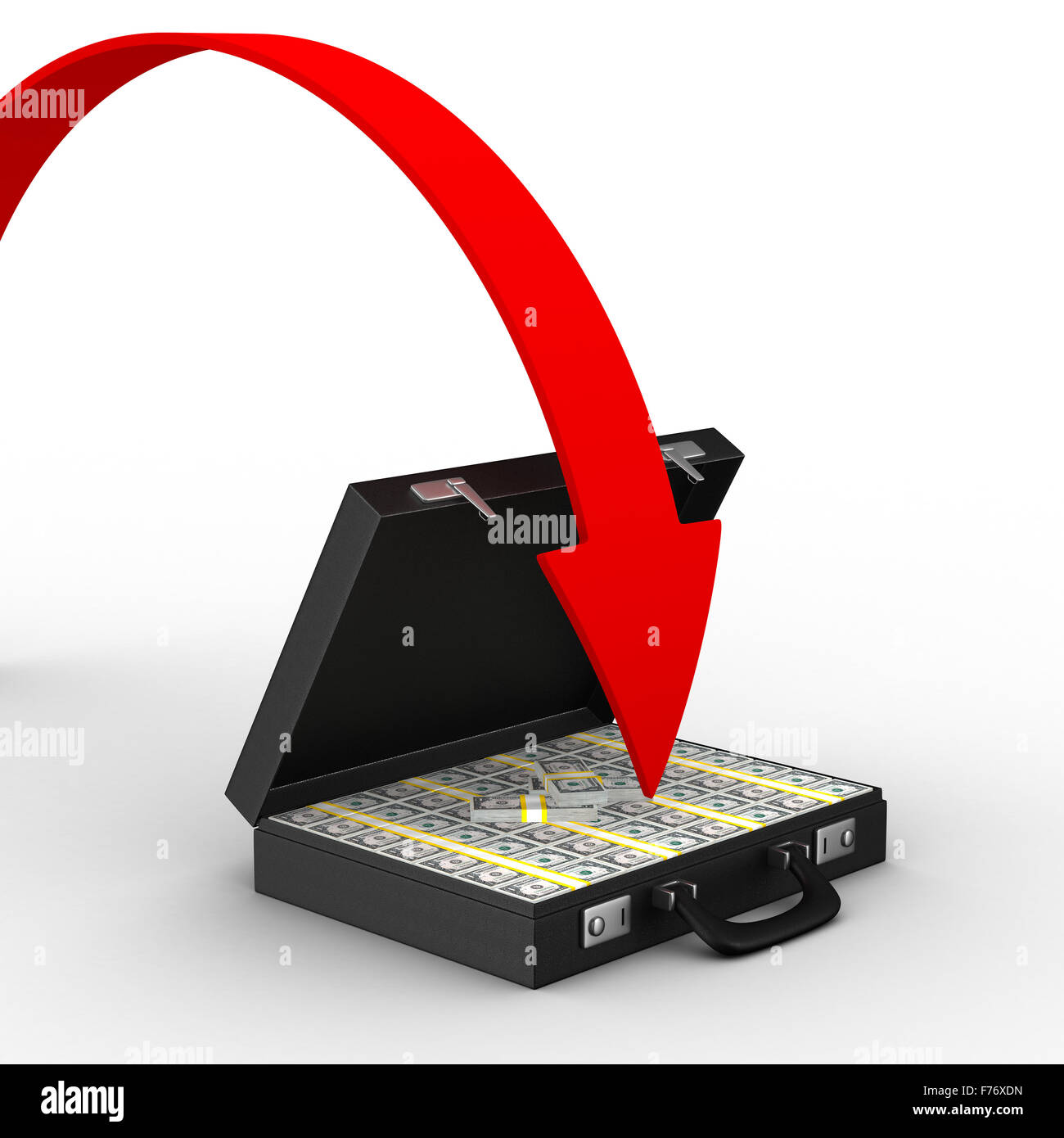 Case with money on white background. isolated 3D image Stock Photo - Alamy