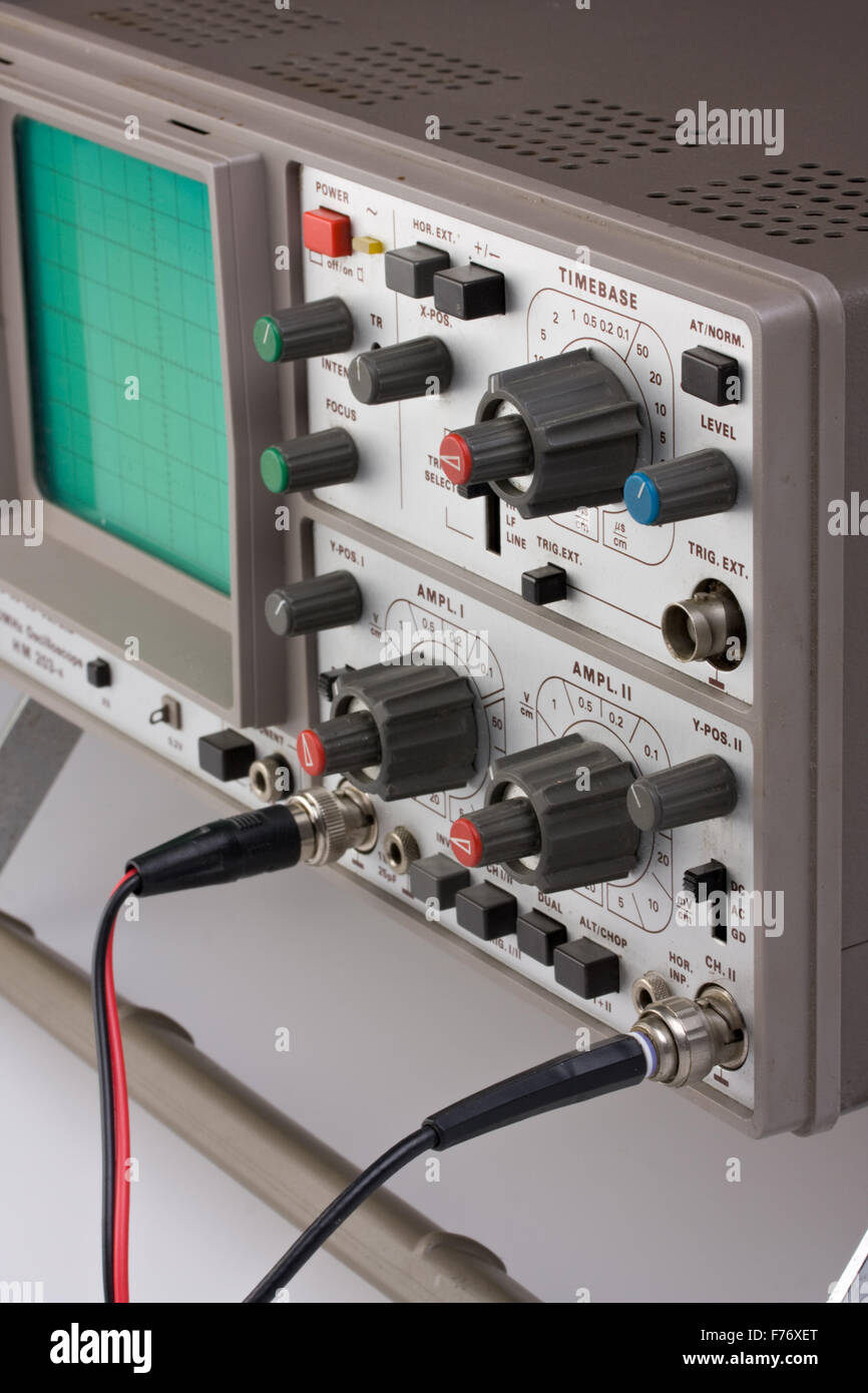 analogue oscilloscope on grey background Stock Photo - Alamy